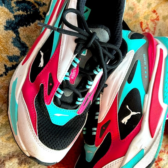 Puma | Shoes | Puma R System Sneakers In Pink Teal Black Used 3x In ...